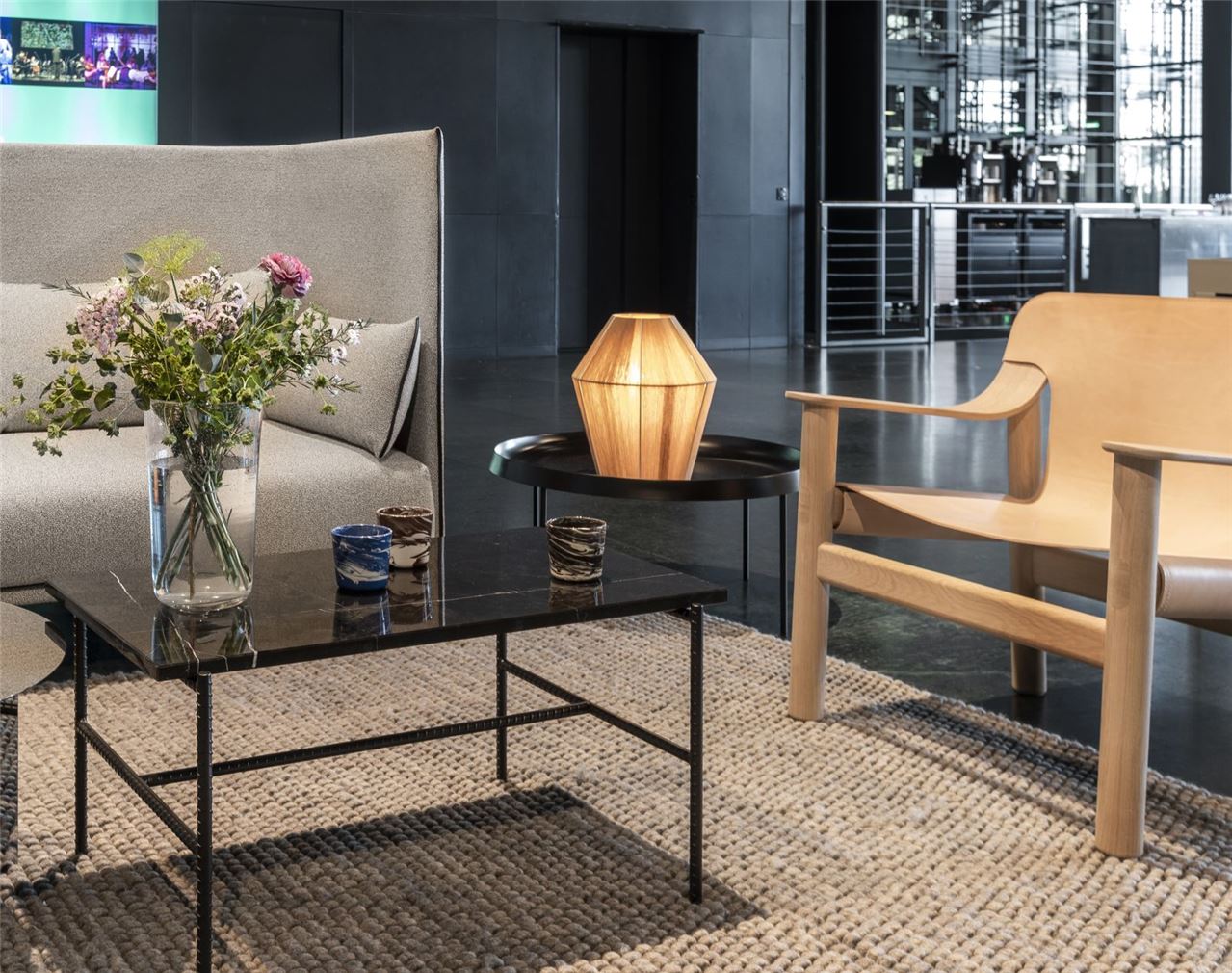 HAY Rebar Coffee Table L: 80 x B: 49 x H: 40,5 cm - Beige Marble