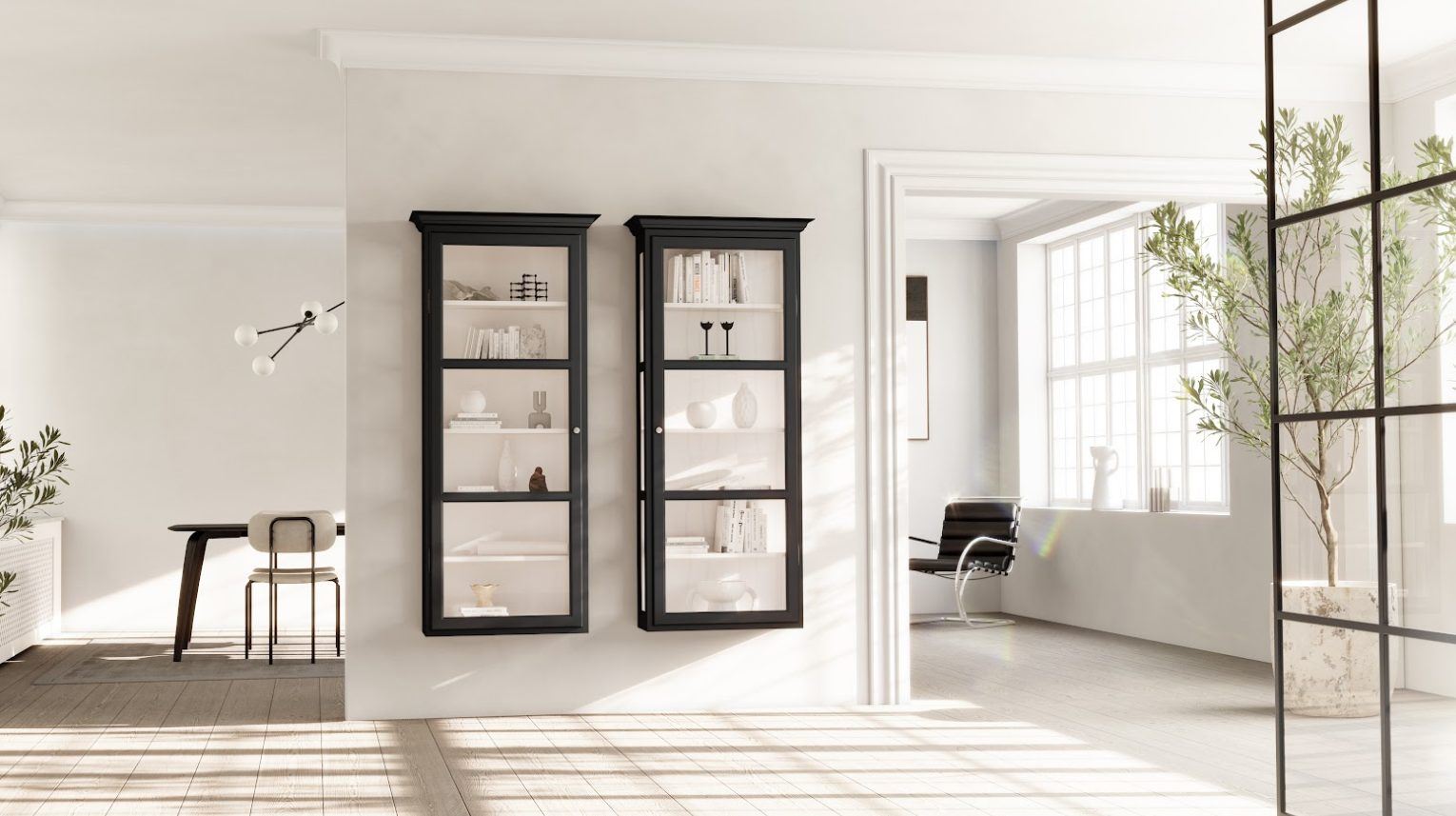 Lindebjerg Design Classic V4 Vitrineskab Højrehængt Dør 70x170 cm - Grey