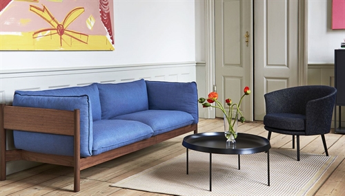 HAY Dorso Lænestol - Black Powder Coated Steel / Fairway Dark Blue 308-288