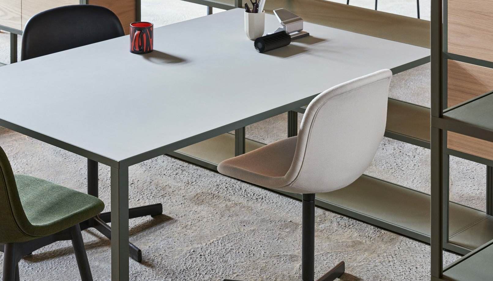 HAY New Order Table 100x300cm - Charcoal Powder Coated/Dark Grey Linoleum