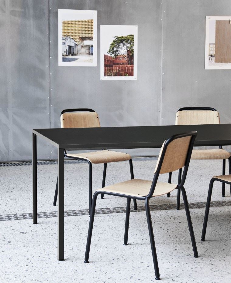 HAY New Order Table 100x300cm - Charcoal Powder Coated/Dark Grey Linoleum