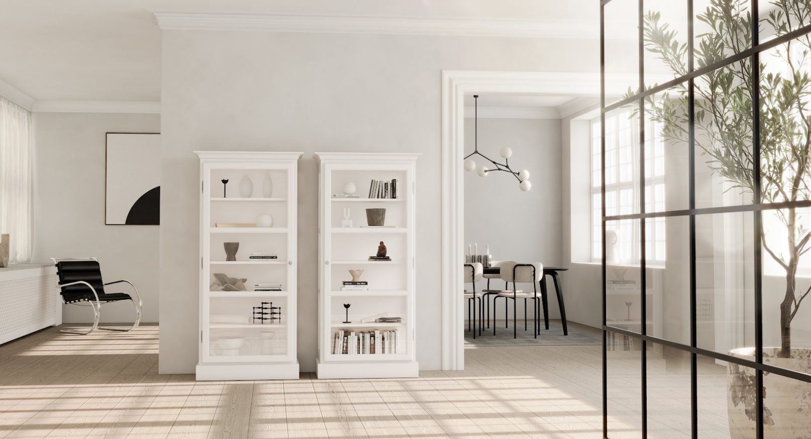 Lindebjerg Design Classic V3 Vitrineskab Venstrehængt Dør 80x170 cm - White