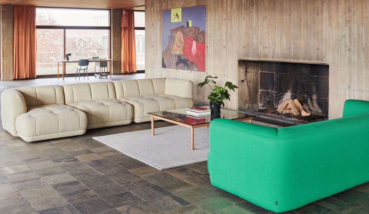 HAY Kofi Table 100x100 cm - Solid Oak / Clear Reeded Glass