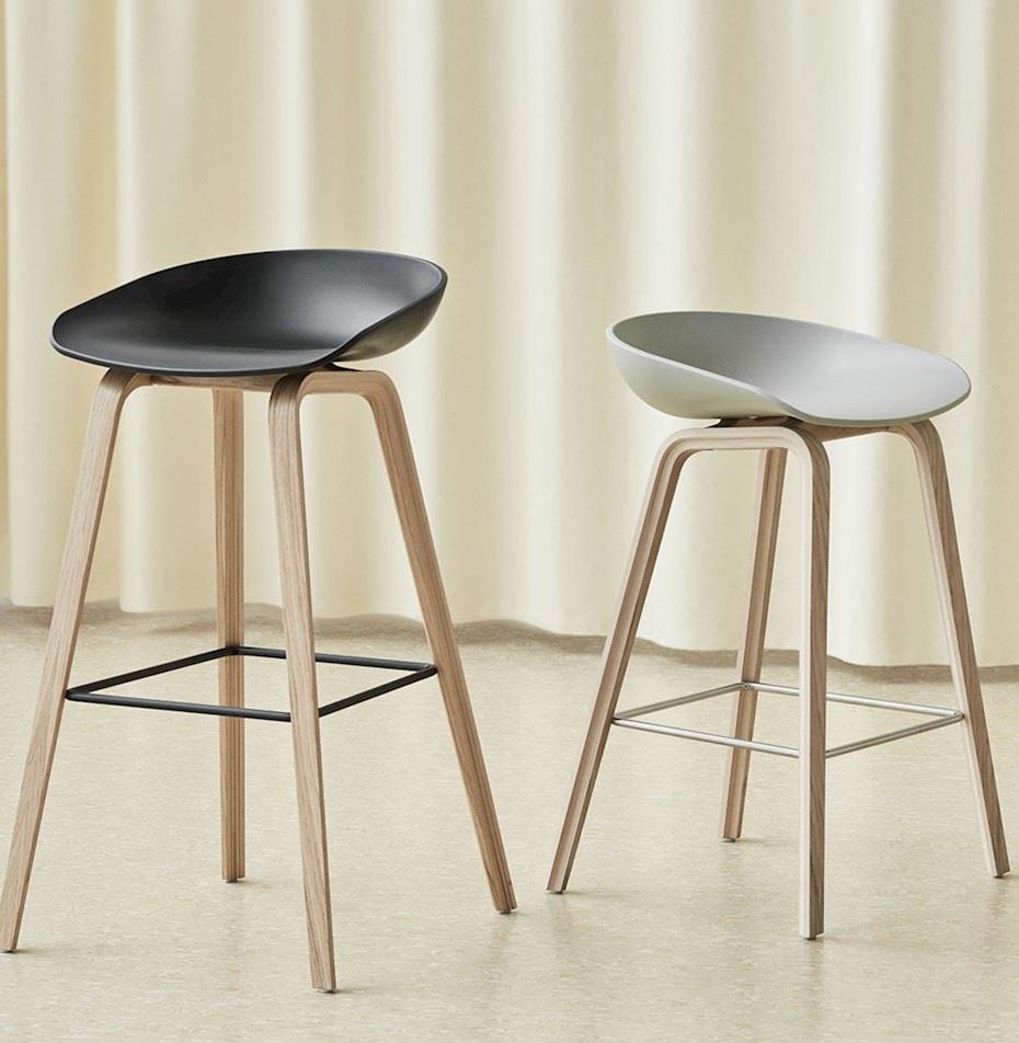 HAY AAS 32 Bar Chair Low - Water based Lacquered Veneer/White