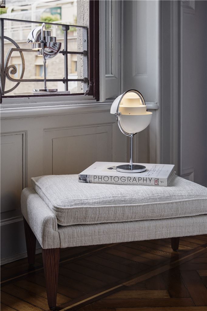 GUBI Multi-Lite Portable Lampe H: 30 cm - Chrome/White Semi Matt