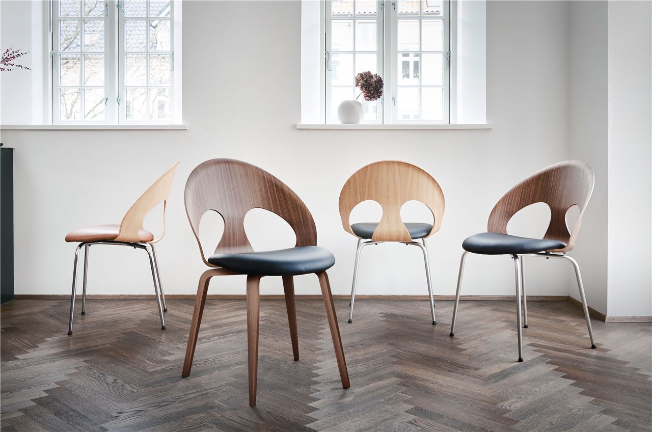 Vermund VL1100 Spisebordsstol - Olieret Valnød/Sort Re-Wool