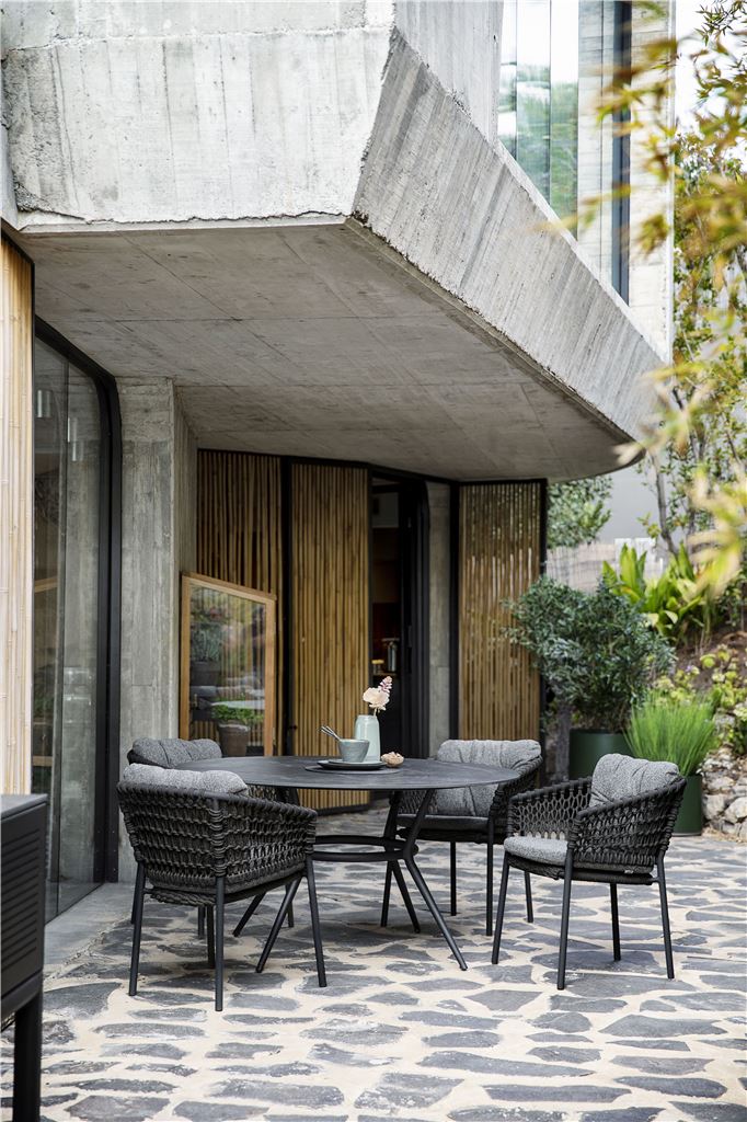 Cane-line Outdoor Joy Havebord + Ocean Stole Havemøbelsæt - Lava Grey ...