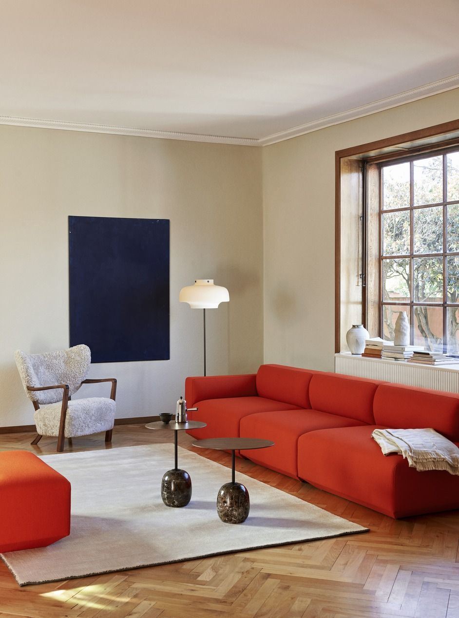 &Tradition Lato Coffee Table LN8 Ø: 40 cm - Black Steel/Emparador Marble