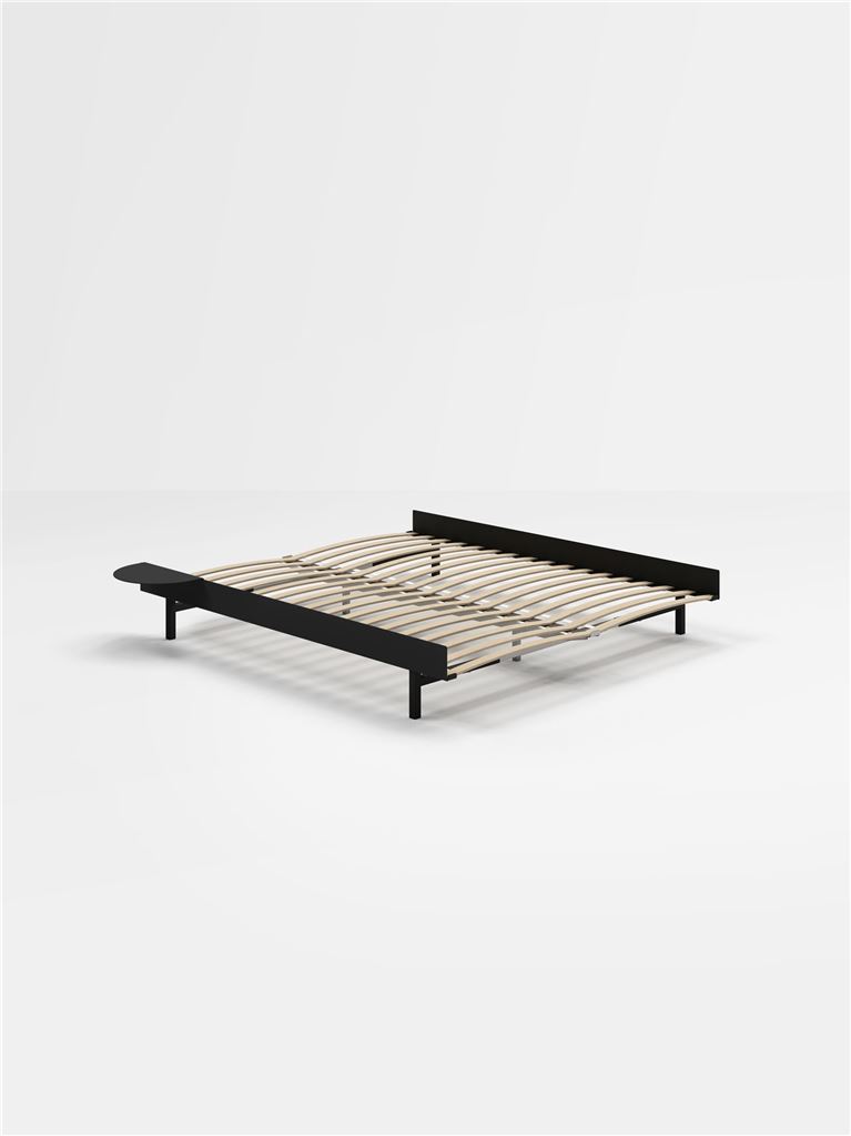 Moebe Bed Frame w. Slats & 1x Side Table 179x160 cm - Black